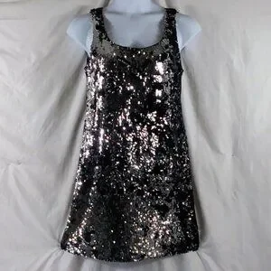 Night Way | Dresses | Nw Nightway Womens Black Silver Shimmering Sequin ...